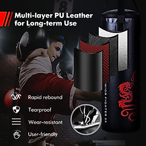 Goplus Punching Bag Set with Gloves, 22LBS/ 40LBS Filled Kick Boxing Bag, Rucksack, Jump Rope, Firm Hook, Heavy Bag for Kids Youth Adults MMA Training, Muay Thai, Krav MAGA, Taekwondo, Karate