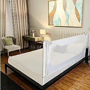 Letmudla Bed Rail for Toddlers,78.7'' Sturdy Toddler Bed Rail,Seamless Bed Rail, Baby Bed Rail Guard with Double Safety Lock,Bed Guard for Twin Double Full Size Queen & King Bed (Pack of 1)
