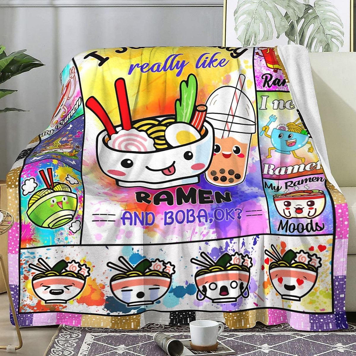 Anime Ramen Blanket Cartoon Ramen Blankets and Throws Bed Couch Sofa Christmas Birthday Gifts for Teens Boys Kids Girls Women Adults 50"X40"