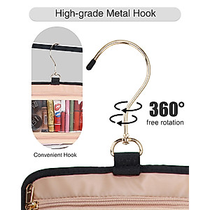 Relavel Hanging Toiletry Bag for Women and Men, Small Travel Bag for Girls Compact Size with Multiple Compartments Waterproof Travel Kit Wash Bag Makeup Storage Organizer Gym Shower Bag Black