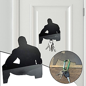 Hmango Keychain Holder with Big Thoughts,Barry Wood Key Holder-Stylish and Practical Organizer for Your Keys, Funny Wall Hanging Art for Bedroom Door. (2PC-Black-6inch)