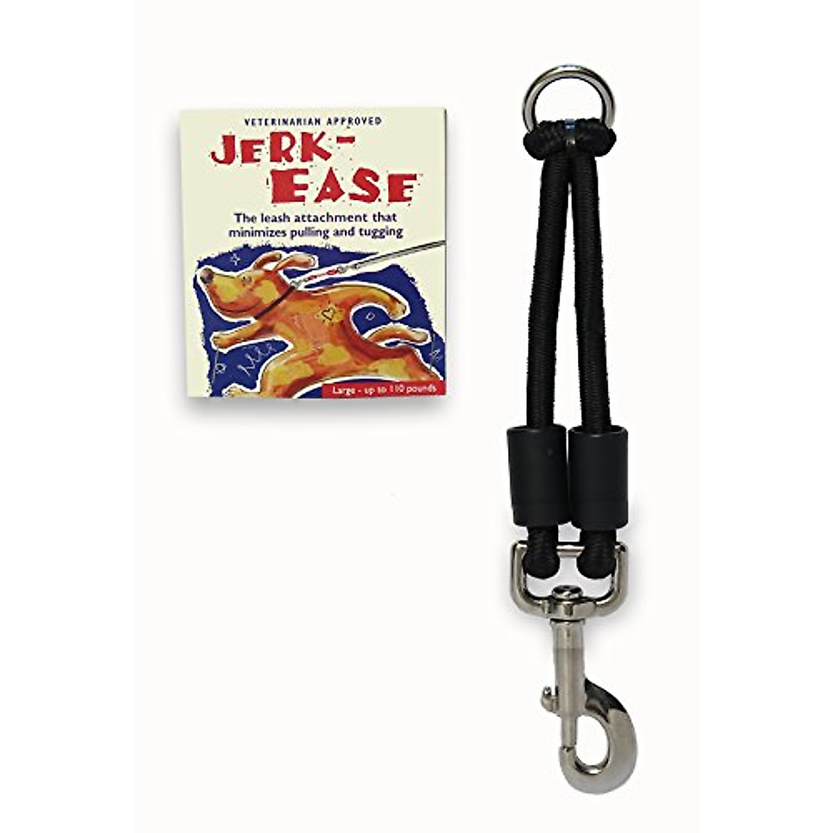 JERK-EASE BUNGEE DOG LEASH EXTENSION – Patented Shock Absorber Attachment Protects You and Your Dogs – Works with ANY Leash & Collar or Harness – a MUST for Retractable Leashes – PICK SIZE/COLOR BELOW