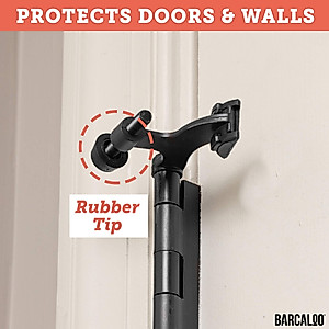 Door Stopper Hinge, Black 12 Pack - Heavy Duty Adjustable Hinge Pin Door Stop Hardware with Rubber Bumper Tips