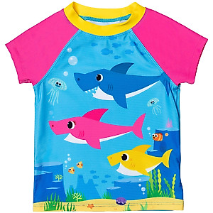 Baby Shark Toddler Girls Swim Rash Guard Tankini Top Bottom Set Blue 2T