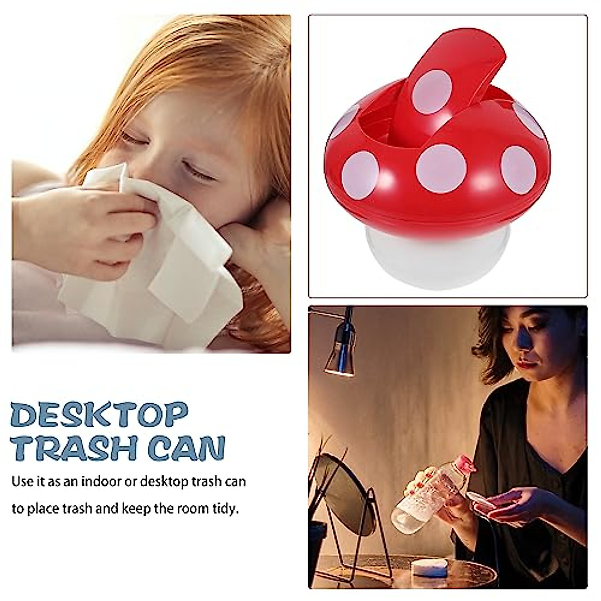 Mushroom Trash Can, Tiny Desktop Waste Garbage Bin, Mini Trash Can for Desk,Tiny Waste Basket
