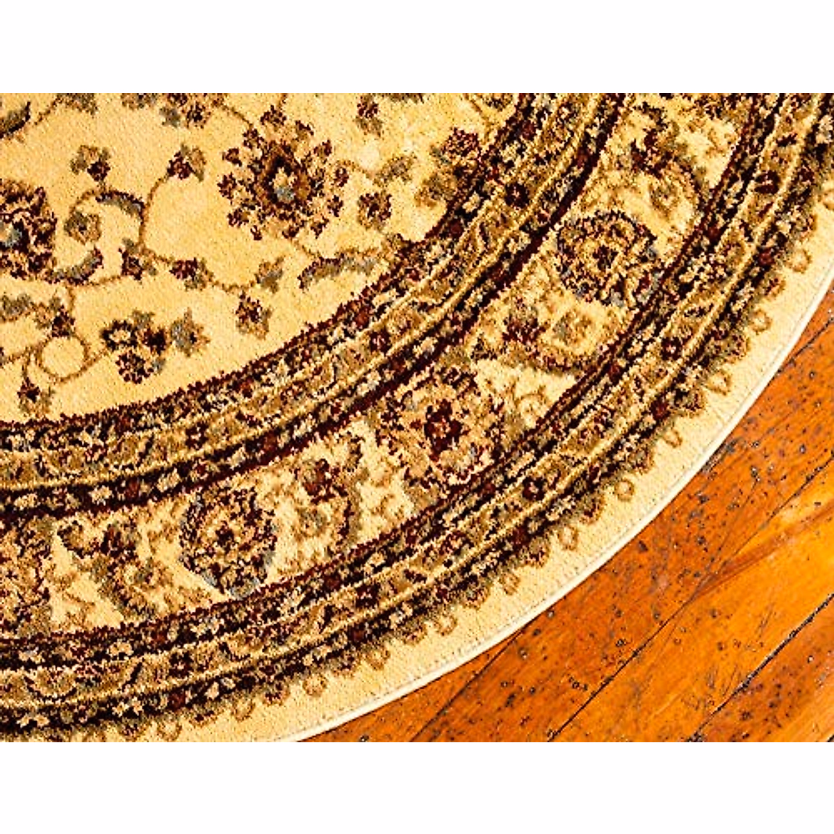 Unique Loom Voyage Collection Traditional Oriental Classic Area Rug (3' 3 x 3' 3 Round, Ivory/Gold)