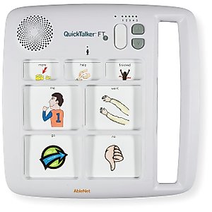 AbleNet QuickTalker 7 - Portable Multi-Message Speech Device with FeatherTouch Technology, 23 Messages, 5 Recording Levels, and Durable Design, AAC Communication Device for Non Verbal Kids & Adults