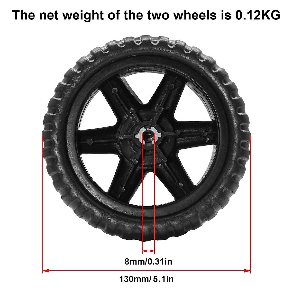 Suiwotin 2PCS Black Shopping Cart Wheels Replacement Rubber Foaming, 5.1'' Diameter