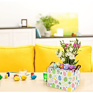 DDBASKET Easter Basket for Kids Gift Easter Basket Empty Baby Easter Basket for Boys and Girls Rectangular Toy Storage Basket Organizer Bin Box Cute Easter Egg room Decor for Home(Easter Basket)