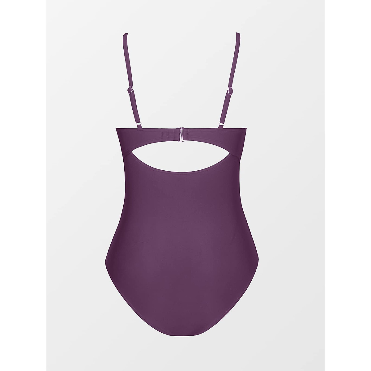 CUPSHE One Piece Swimsuit for Women Bathing Suits Twist Front Cutout Adjustable Straps Ruched Swimwear M, Dark Purple