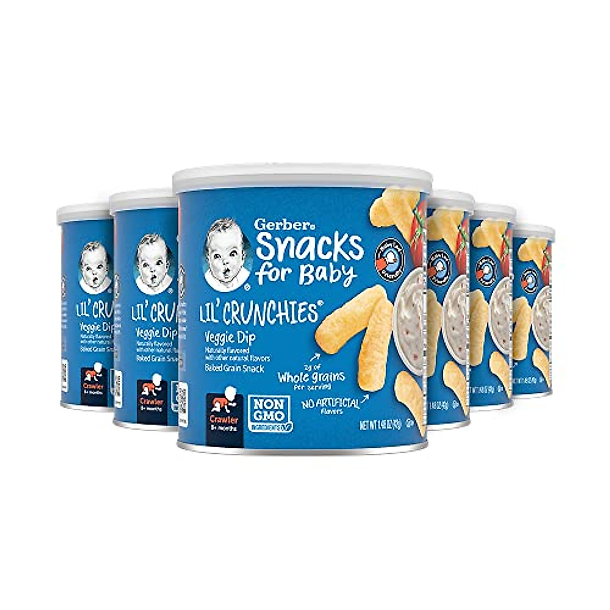 Gerber Snacks for Baby Lil Crunchies, Veggie Dip, 1.48 Ounce (Pack of 6)