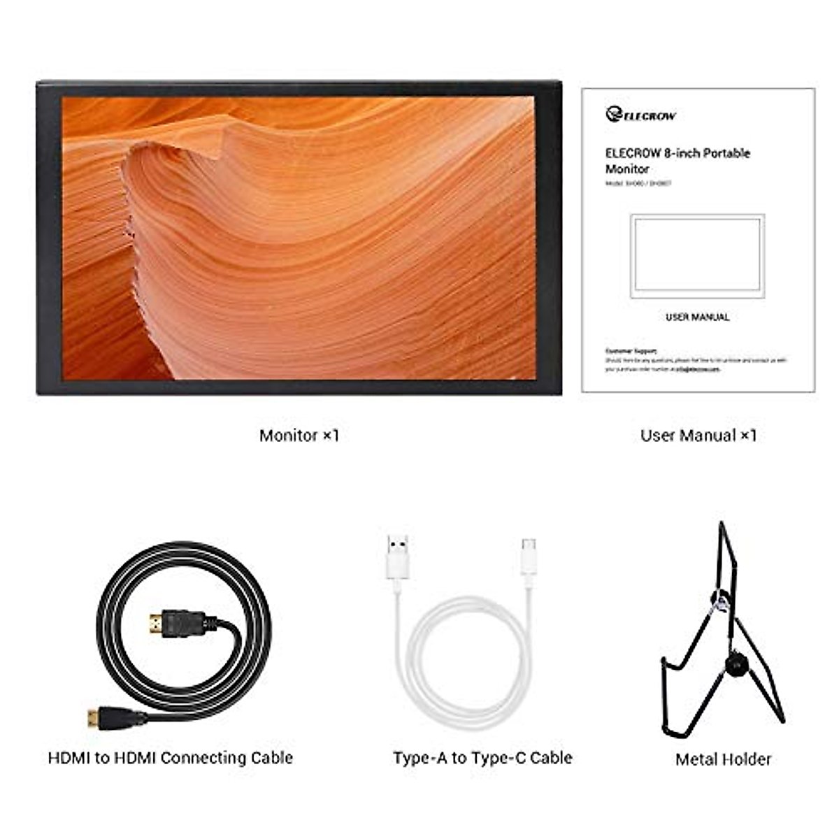 ELECROW 8 Inch Touchscreen Monitor Portable Screen HDMI-Compatible LCD Display 1280x800 Compatible with Raspberry Pi PC Jetson Nano Game Consoles