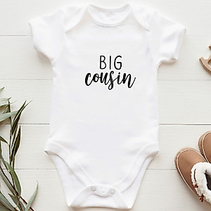 Printique Organic GOTS Certified Baby Onesie Unisex Bodysuit 0-18 months - Big Cousin | Family Baby Announcement (Big Cousin, 12-18 Months)