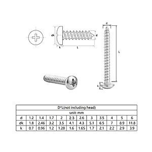 1100pcs Round Pan Head Tapping Screws Set M1.2 M1.4 M1.5 M1.7 M2 Mini Screw Laptop Computer Screw Phillips Screw Kit DaJiKan