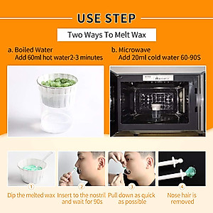 Nose Wax Nose Hair Wax Kit for Men and Women Nose Hair Removal Wax 50g Wax 20 Wax Applicators 10 Nose Wax Pod 1 Measuring Cup 8 Moustache Stencils