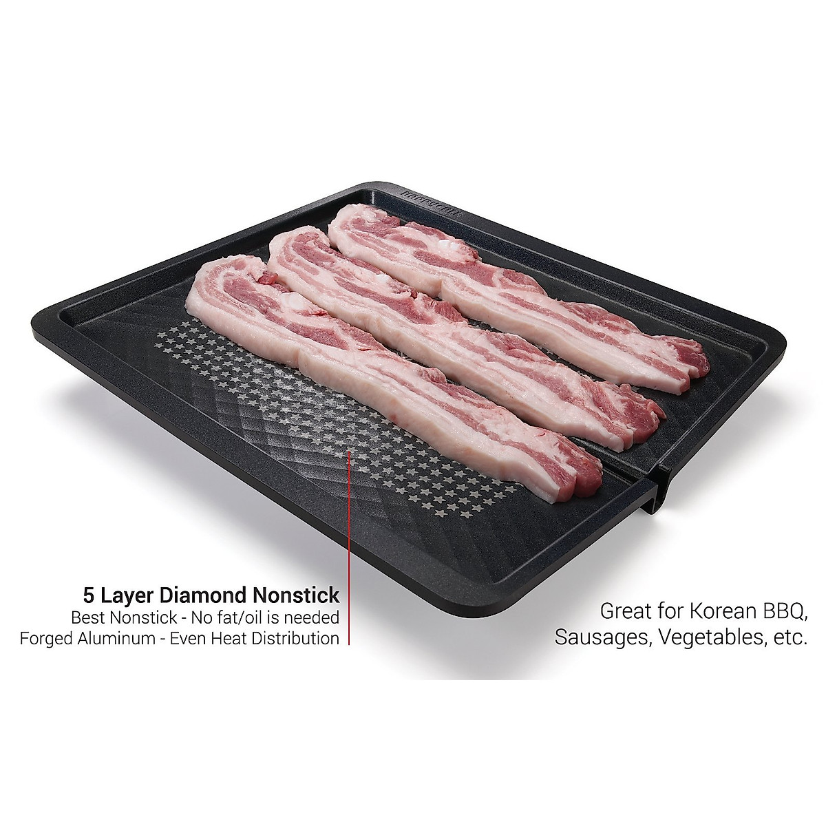 Happycall 5 layer Diamond Nonstick BBQ Grill/Griddle, PFOA Free, Square