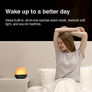 WiiM Wake-up Light, Alexa Built-in, Unlimited Sound Choices, All-in-One Sunrise Alarm Clock, Sound Machine, Sleep Routines and More -Sea Blue Green