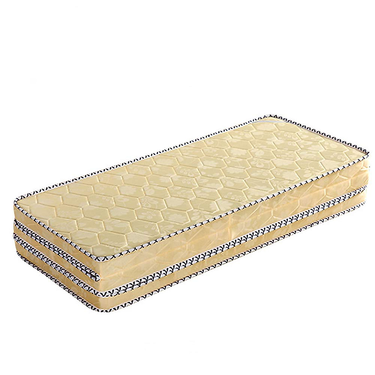 Tatami Tri-fold Mattress, Thick 3e Coconut Palm Mattress Pad Orthopedic Coir Sleeping Mat Firm Feel Quiet Guest Bed Floor Mat-Gold 150x200cm(59x79inch)