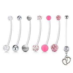 Mayhoop 14G Pregnancy Belly Button Rings Flexible Bioplast Sport Maternity Belly Navel Retainer Body Piercing 38mm 1 1/2"