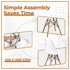 VICTONE Pre Assembled Mid Century Modern Style Dining Chair DSW Shell Plastic Chair Kitchen, Dining, Living Room Side Chairs, Set of 4 (White)