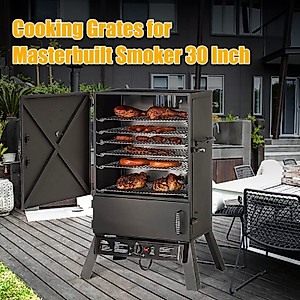 Hisencn Cooking Grate for Masterbuilt Smoker 30 Inch, 4 PCS 13.3" x 13.6" Smoking Racks for Masterbuilt Propane Smoker 20051311, MB20052318, Masterbuilt Pro Smoker MB26050412 with Cooking Rack Support