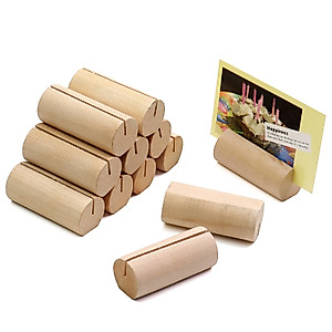 LC LICTOP 2.24" Wood Place Card Holders Cylinder Table Number Stands 12PCS (2.24"x0.94"x0.86")