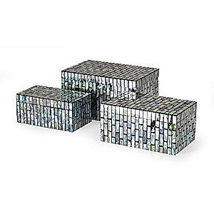 IMAX 96114-3 Aramis Set of 3 Mosaic Boxes, Black/Blue