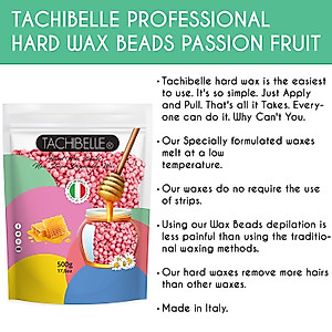Easy to Use Hard Wax Beans,Hair Removal Full Body Brazilian Bikini Beads Waxing for Sensitive Skin Face Bikini Legs Eyebrow Passionfruit 500g/1.1 lb Made In Italy (Passionfruit)