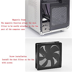 ZYAMY 4pcs 120mm PC Fan Dust Filter Magnetic Frame Computer Fan Grills Dust Mesh PC Cooler Filter Screen Dustproof Case Covers 12cm x 12cm, Black