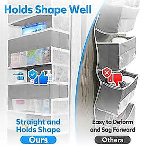 Pro Goleem Over the Door Hanging Organizer, High Capacity Baby Storage with 4 Large Pockets 6 Mesh Side Pockets and 2 PVC Pockets, for Cosmetics, Toys, Baby Stuff, Sundries, Grey, 1 Pack