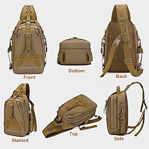 BraveHawk OUTDOORS Tactical Fishing Tackle Sling Backpack, 800D Military Nylon Oxford Multipurpose Shoulder Pack