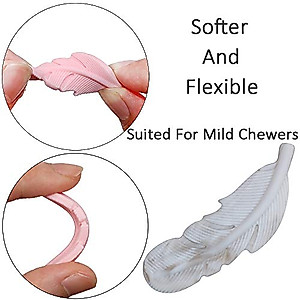 Sensory Chew Necklace for Kids, Boys and Girls, 4 Pack Silicone Feather Chewy Necklaces for Autism, ADHD, Chewing, Oral Motor Chewable Pendant for Mild Chewers