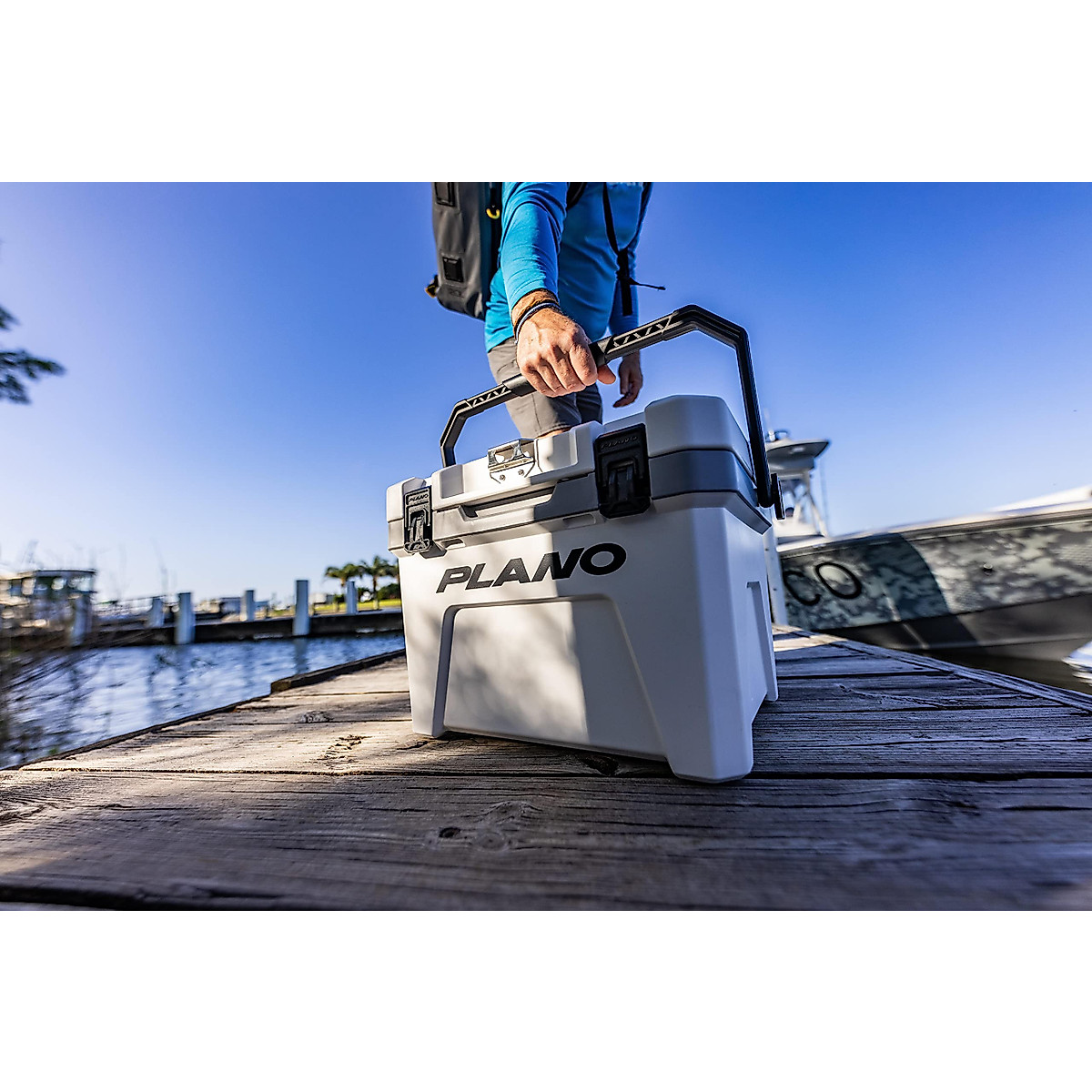 Plano Frost 21-Quart Hard Cooler, Includes Dry Basket, Small, White and Black, Durable, Insulated Ice Chest for Camping, Fishing, and Tailgating