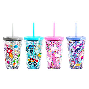 Cute Tumbler with Lid and Straw Double Wall Insulated Acrylic Cup for Girls Women Kids, 18oz/550ml (Unicorn)