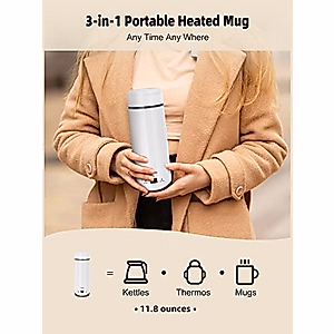 Portable Electric Kettle, Inbuilt ＆ Hidden Cord Upgrade, Travel Electric Water Boiler w/ Current Display, 8 Preset TEMP, Small Capacity Instant Brewing for Tea, Coffee, Milk, On The Go (11.8 Oz)