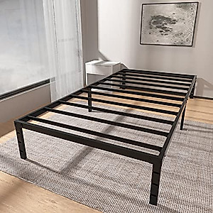 zizin 14 Inch Metal Platform Bed Frame Twin XL Size Mattress Foundation,Heavy Duty,Non-Slip,No Box Spring,Black (Twin-XL)