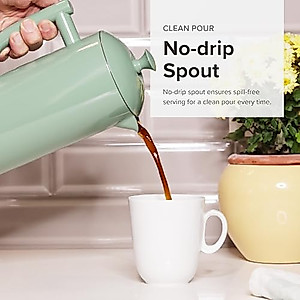 Frieling Double-Walled Stainless Steel French Press Coffee Maker, Dilly Bean Green, 34 fl oz.