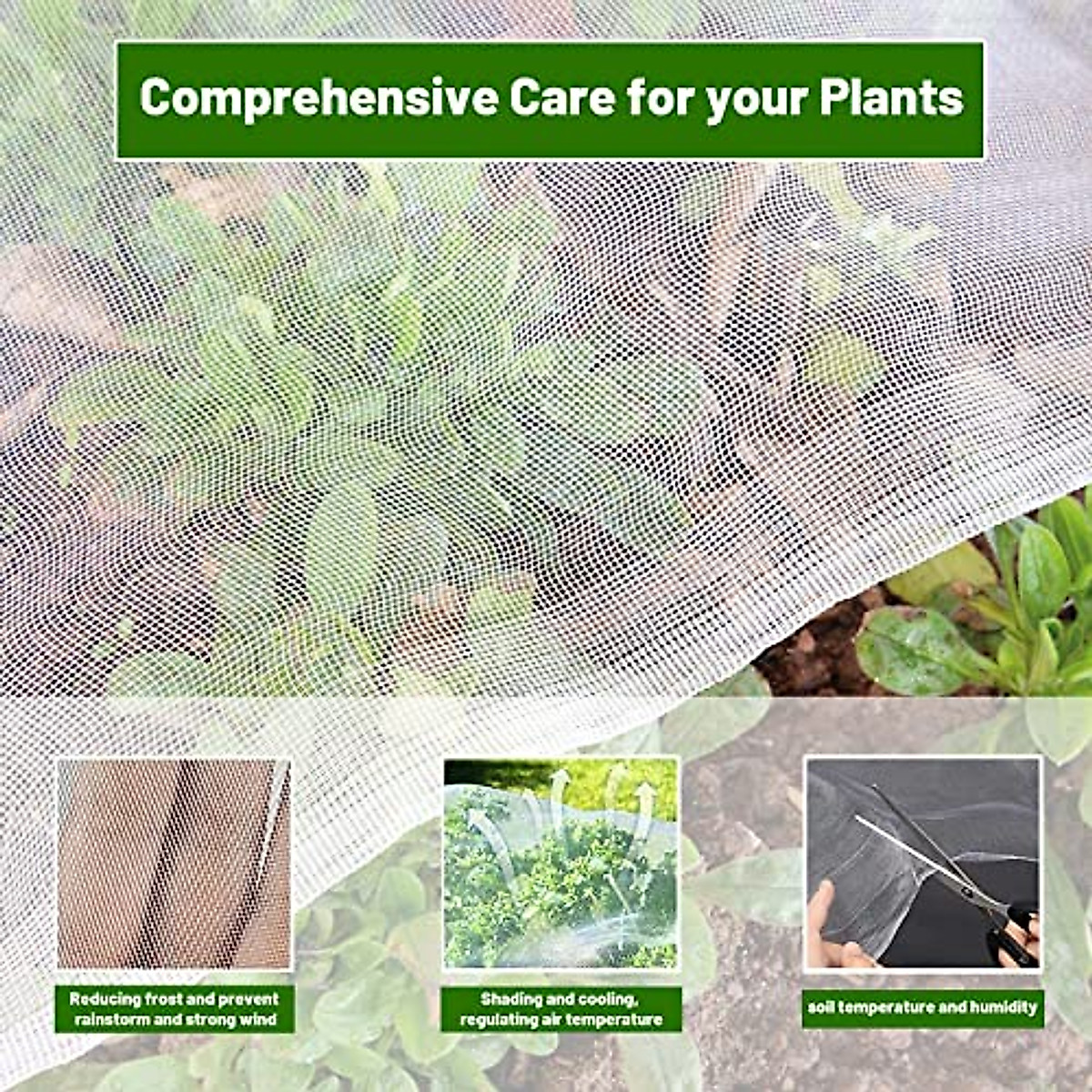 JIFTOK Garden Netting Pest Barrier, 10×33Ft Ultra Fine Garden Mesh Netting for Protection, Garden Bed Row Cover for Vegetable Plants Fruits Flowers Crops Greenhouse Barrier Screen Net Cover