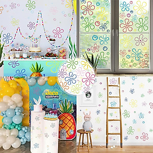 156PCS Flowers and Bubbles Wall Decals Under The Sea Birthday Party Peel and Stick Colorful Bubble Stickers Car,Bedroom,Bathroom,Windows,Laptop Decor 6 Sheets, 30cm x 10cm Each,Static Cling,Removable