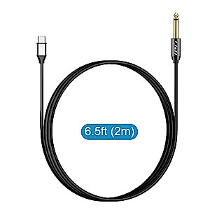 J&D USB-C to 6.35mm 1/4 inch TS Audio Cable, Gold Plated USB Type C to 6.35mm 1/4 inch Male TS Mono Interconnect PVC Shelled Aux Adapter Cable, 6.5 Feet