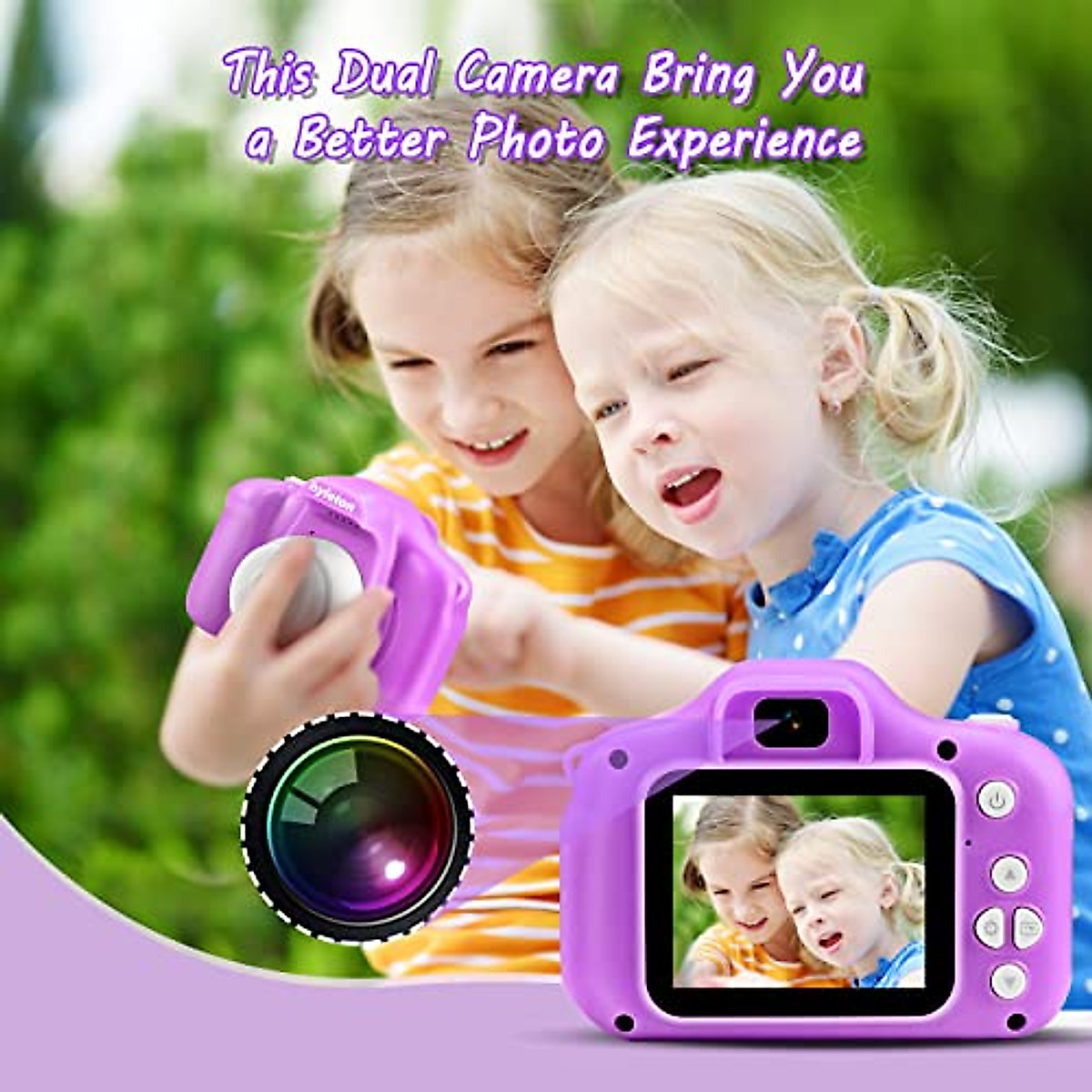 hyleton Kids Selfie Camera Digital,Child Toddler Video Camera Toys for 3 4 5 6 7 8 9 Year Old,Christmas Birthday Gift for Age 3-8 Girls/Boys with 32GB SD Card (Purple)