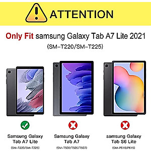 Herize Case Compatible with Samsung Galaxy Tab A7 Lite 2021 with Screen Protector | Heavy Duty Case SM-T225/T220 | Full Body Shockproof Sturdy Rugged Rubber Protective Case W/Hand Strap Shoulder Strap