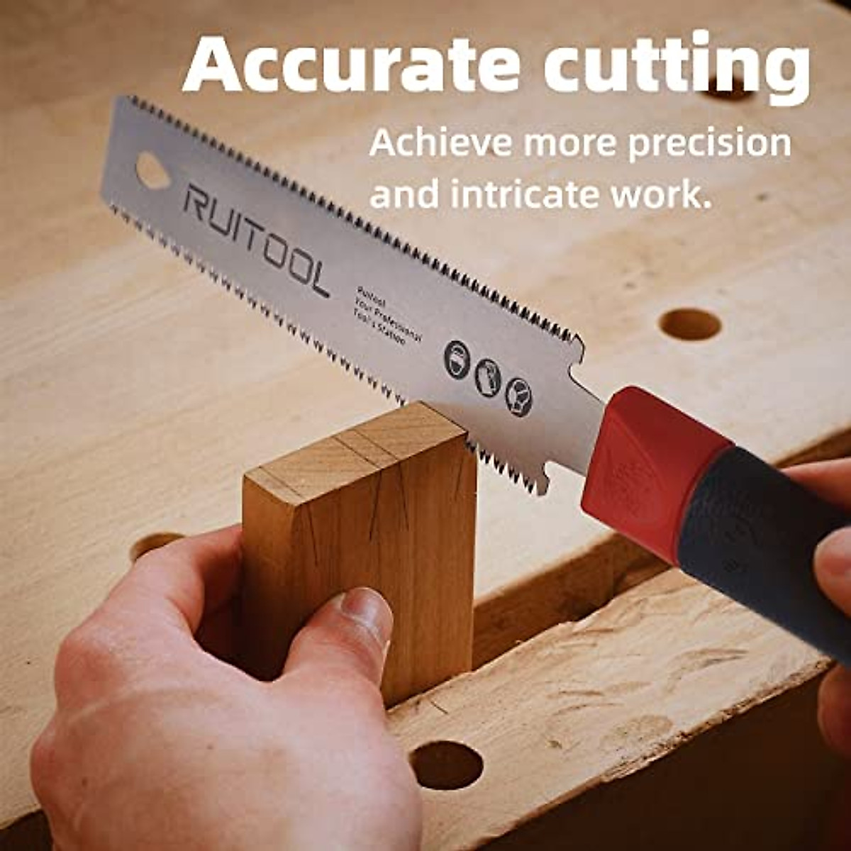 RUITOOL Japanese Hand Saw 6 Inch Pull Saw Double Edge SK5 Flexible Blade 11/17 TPI Non-slip Handle Flush Cut Saw Wood Saw for Woodworking Tools