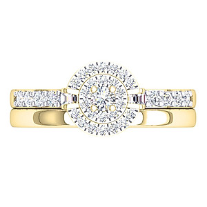 Dazzlingrock Collection 0.45 Carat (ctw) 14K White Diamond Ladies Bridal Engagement Ring Set 1/2 CT, Yellow Gold, Size 7.5