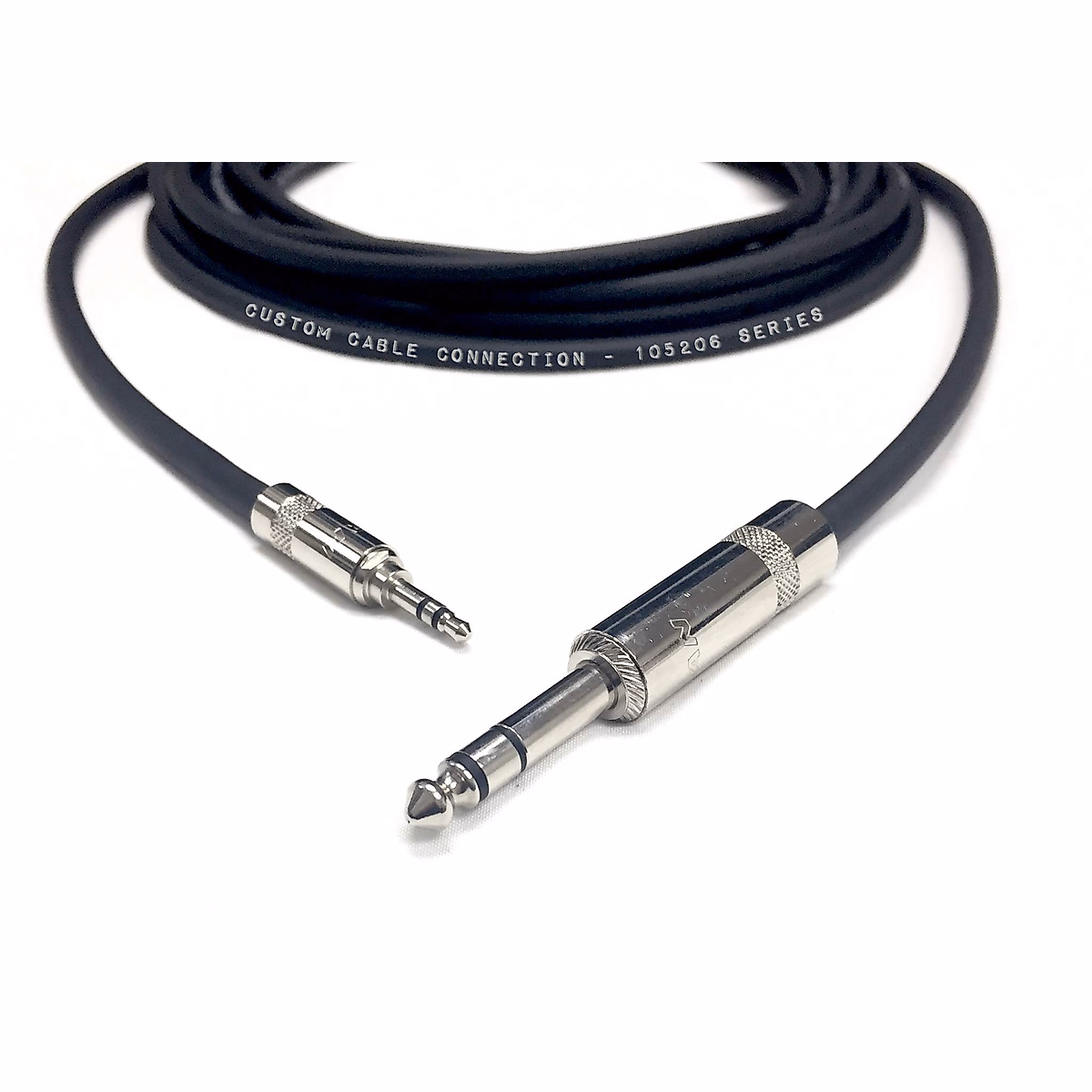 15 Foot Pro Audio 1/4 inch (6.35mm) TRS to 1/8 inch (3.5mm) TRS Balanced Cable by Custom Cable Connection