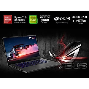ASUS 2023 ROG Zephyrus 15.6" WQHD 165Hz Gaming Laptop, AMD Ryzen 9 6900HS, RGB Backlit Keyboard, NVIDIA GeForce RTX 3060 8G, Win 11 Pro, Gray, 32GB SnowBell USB Card, (32GB DDR5 | 1TB PCIe SSD)