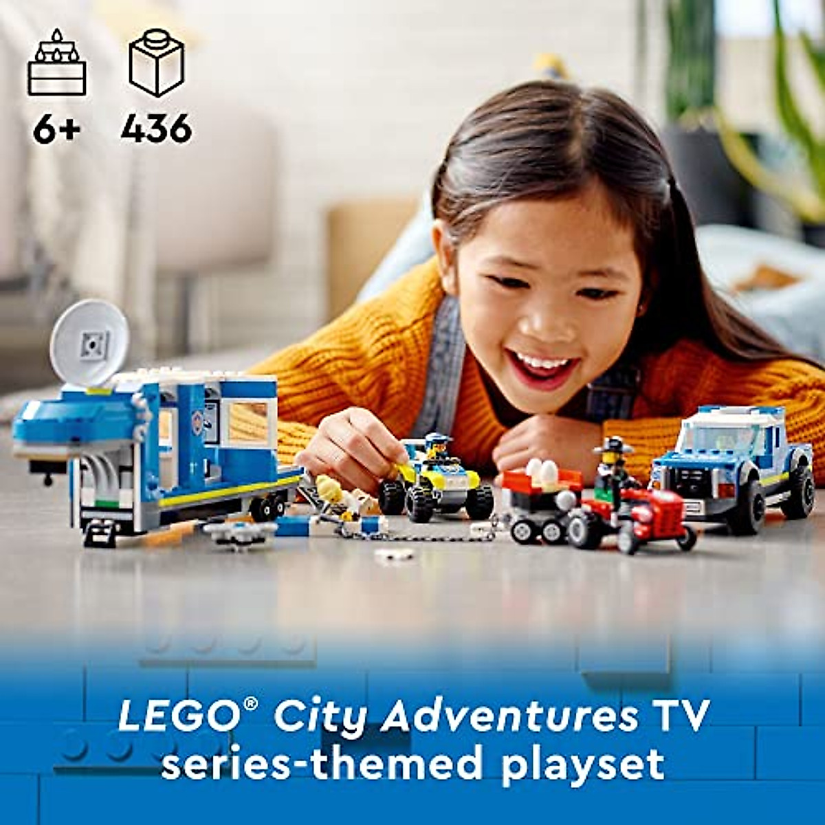LEGO City Police Mobile Command Truck Toy 60315 with Prison Trailer, Drone, Tractor and ATV Car Toys Plus 4 Minifigures, Summer Building Toy Ideas for Outdoor Play for Kids Ages 6 Plus