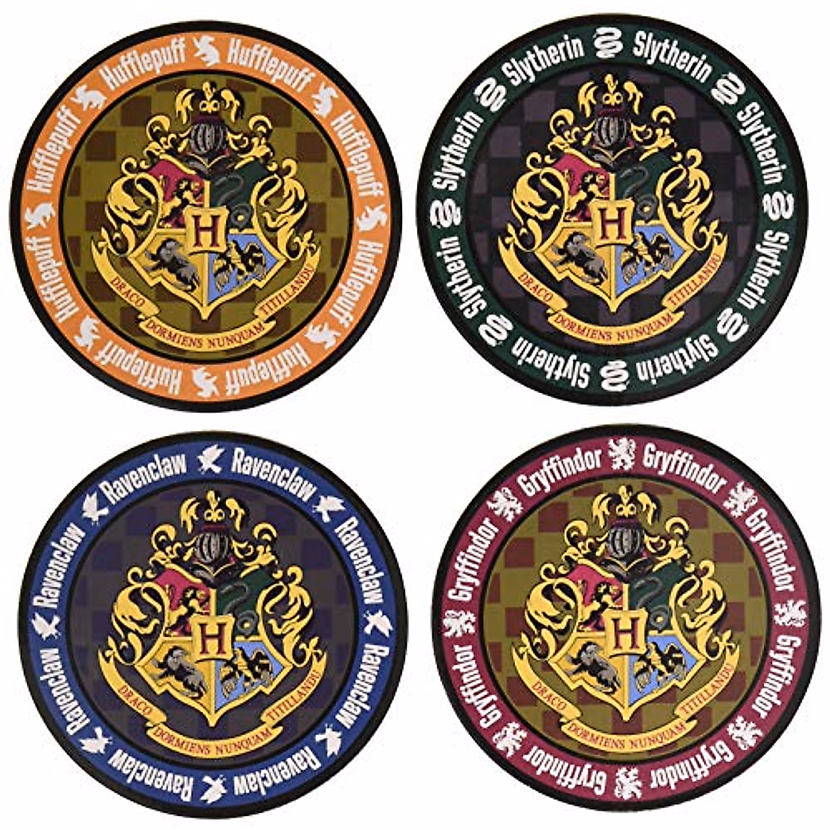 Harry Potter Hogwarts Crest Round Colored 4-Pack Coaster, One Size, Multicolor