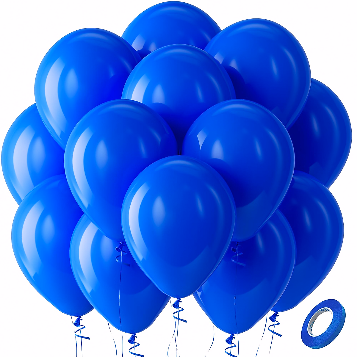 Bezente Royal Blue Latex Party Balloons - 100 Pack 12 inch Round Helium Blue Balloons for Birthday Graduation Baseball Nautical 4th of July Independence Memorial Day Patriotic Party Decorations