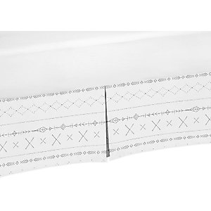 Sweet Jojo Designs Grey and White Boho Tribal Herringbone Arrow Unisex Boy or Girl Pleated Baby Nursery Crib Bed Skirt Dust Ruffle for Gray Woodland Forest Friends Collection